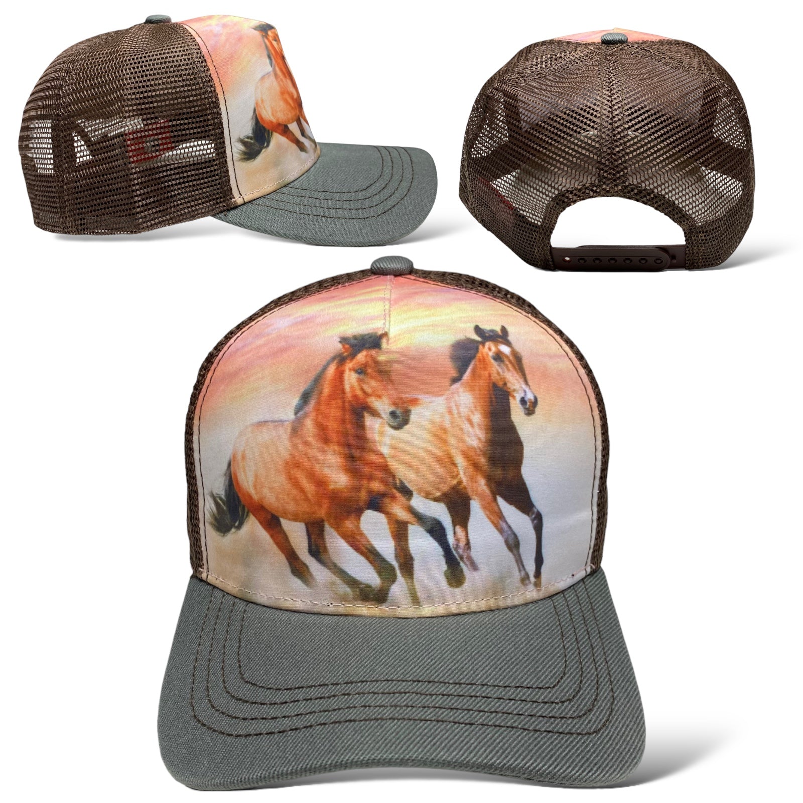 Two Horse Bronco Snapback Hat, Western, Rodeo, Outdoor Style Cap